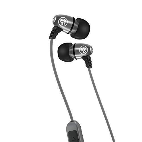 JLab Metal Bluetooth Wireless Rugged Earbuds | Titanium 8mm Drivers | 6 Hour Battery Life | Noise Isolation | Bluetooth 5.0 | IP55 Sweat Proof Rating Extra Gel Tips & Cush Fins | Gunmetal…