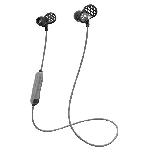 JLab Metal Bluetooth Wireless Rugged Earbuds | Titanium 8mm Drivers | 6 Hour Battery Life | Noise Isolation | Bluetooth 5.0 | IP55 Sweat Proof Rating Extra Gel Tips & Cush Fins | Gunmetal…