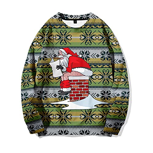 Holiday Sweatshirts For Men 3D Printed Graphic Sweatshirts Funny Top Holiday Pullover Crewneck Long Sleeve
