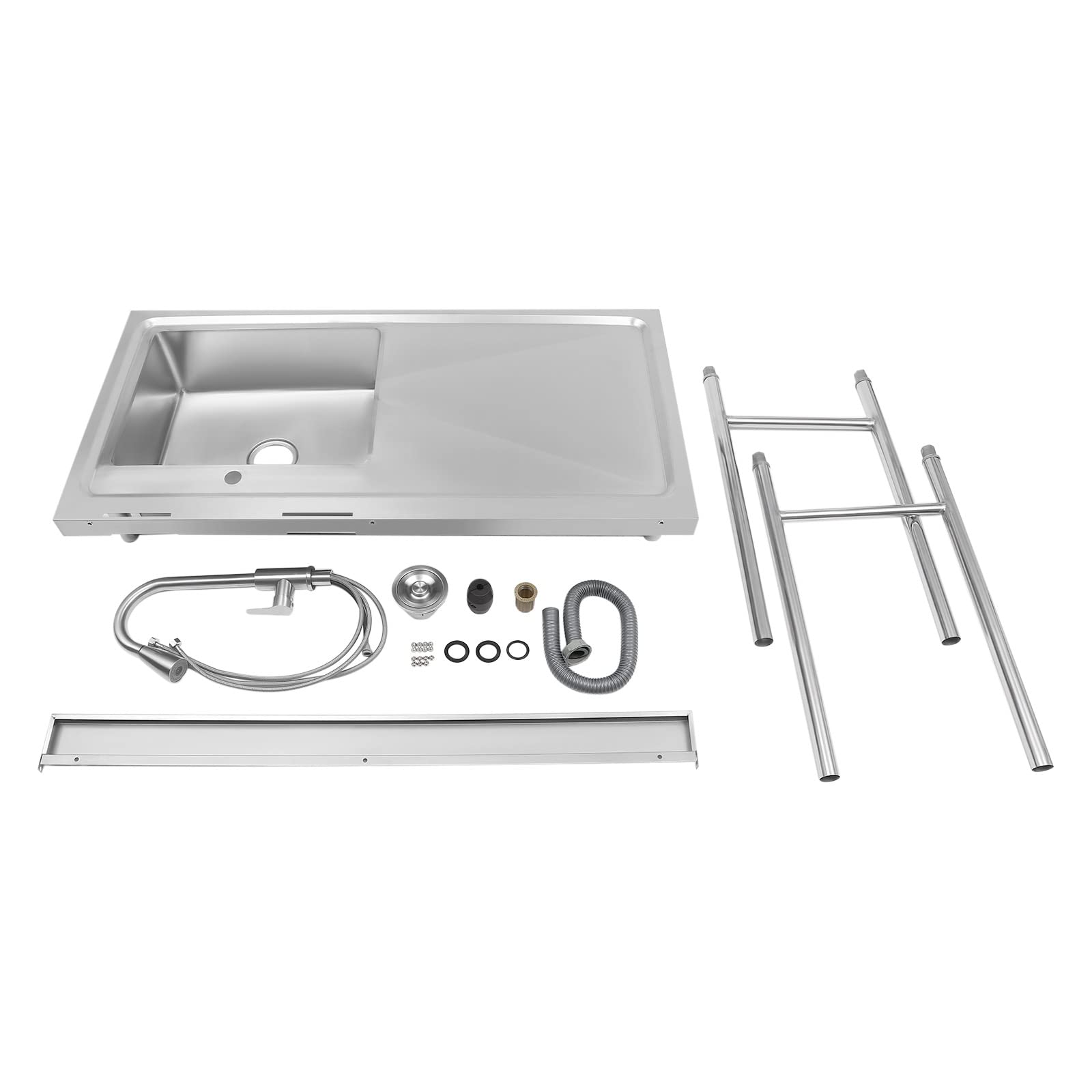 Goudergo Commercial Restaurant Sink with Faucet,Stainless Steel Utility Sink Free-standing Kitchen Sink,single Bowl Kitchen Sinks with Strainer for Homes and Restaurants