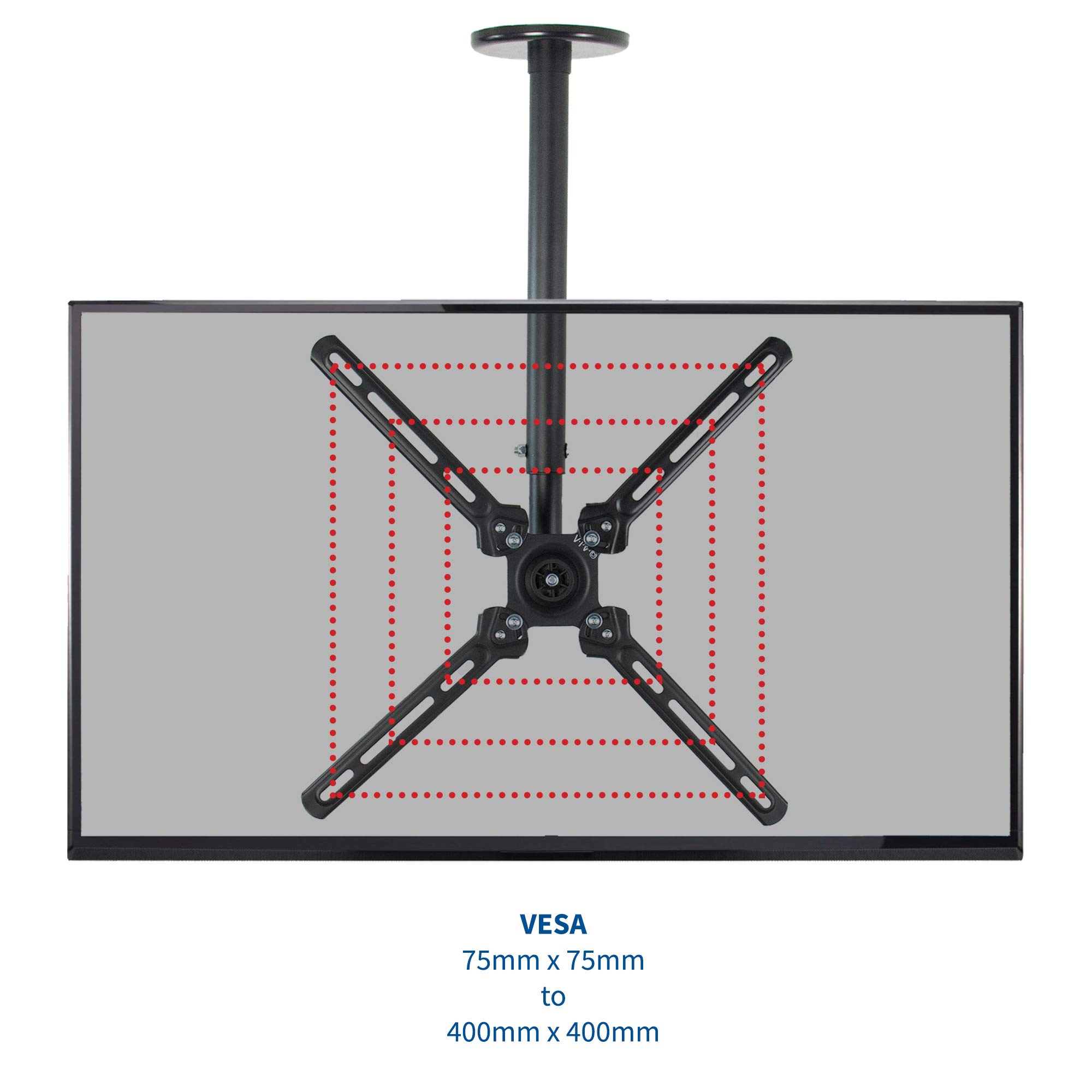 VIVO Manual Flat Ceiling TV Mount for 23 to 55 inch Screens with Universal Sound Bar Bracket, TV and Soundbar Mount Combo, Mount-KIT-VCSB2