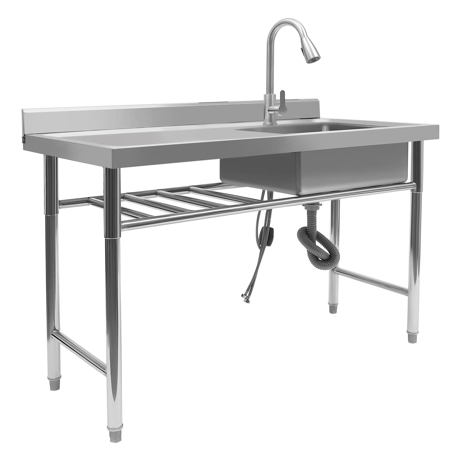 Goudergo Commercial Restaurant Sink with Faucet,Stainless Steel Utility Sink Free-standing Kitchen Sink,single Bowl Kitchen Sinks with Strainer for Homes and Restaurants