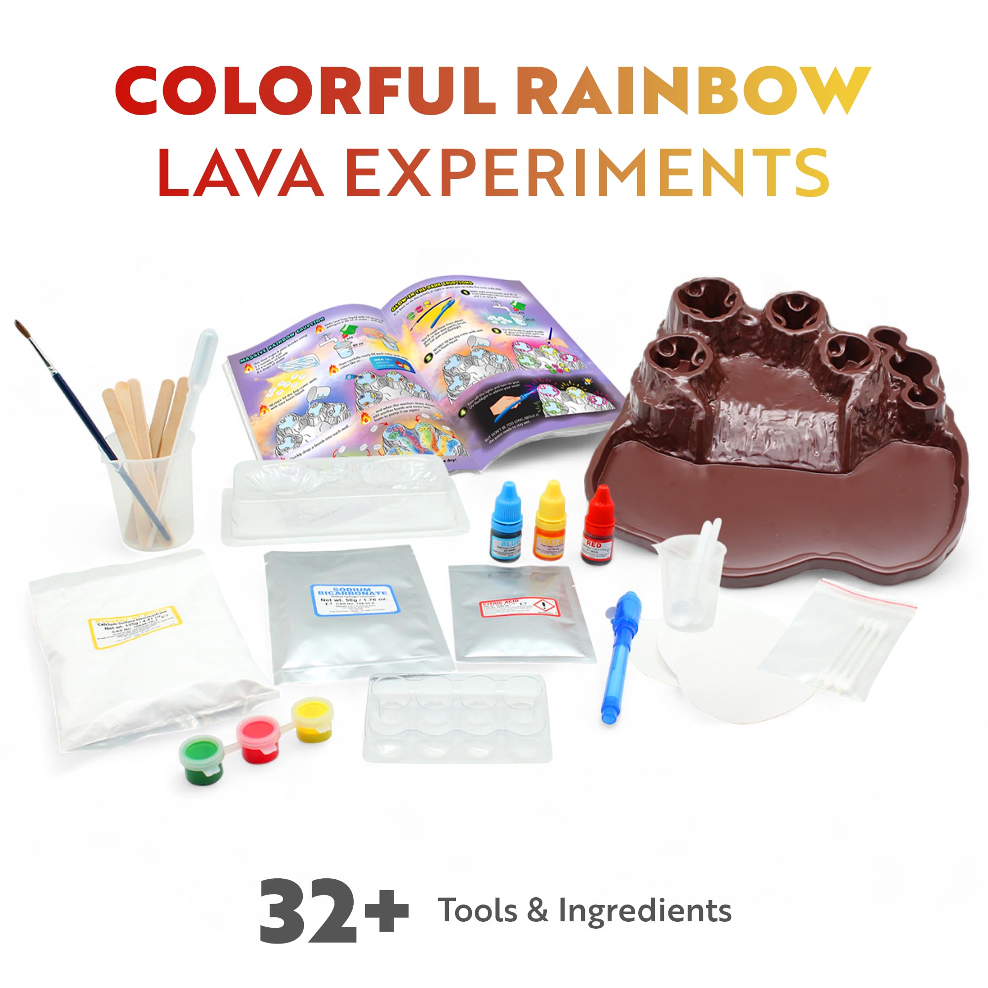 Playz Explosive Rainbow Volcano Kit for Kids with 23+ Science Chemistry Set Activities & Experiments, Glow in The Dark Learning & Education Toys, & Earth Science Kits for Kids Age 8-12, Boys, & Girls