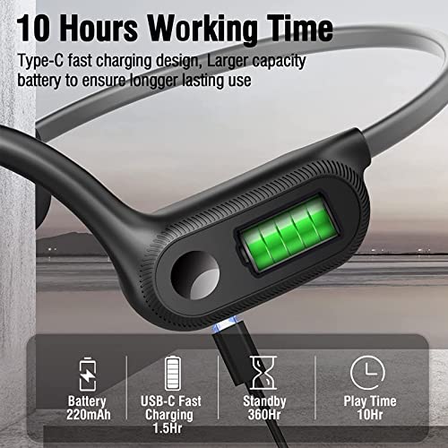 Pinetree Bone Conduction Headphones, Sport Open Ear Headphones Bluetooth,Wireless Lightweight Running Headphones with Mic Sweat Resistant Headset for Hiking, Driving, Cycling(Gray)