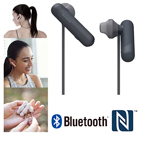 Sony Extra Bass Bluetooth Headphones, Best Wireless Sports Earbuds with Mic/Microphone, IPX4 Splashproof Stereo Comfort Gym Running Workout up to 8.5 Hour Battery, Black (International Version)