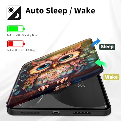 CGFGHHUY Case for Galaxy Tab S8 Plus/S7 FE 12.4 inch Tablet 360 Degree Rotating Stand Smart Cover with Auto Wake Sleep Case for Samsung Galaxy Tab S8+ 2022/S7 FE 2021 - Owl in The Tree