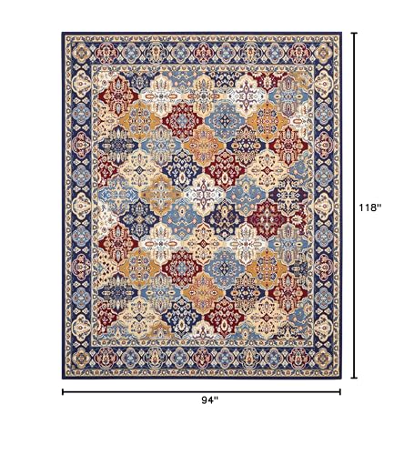 Nourison Grafix Traditional Multicolor 7'10" x 9'10" Area Rug, Easy Cleaning, Non Shedding, Bed Room, Living Room, Dining Room, Kitchen (8x10)