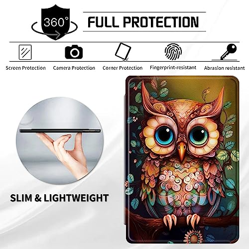 CGFGHHUY Case for Galaxy Tab S8 Plus/S7 FE 12.4 inch Tablet 360 Degree Rotating Stand Smart Cover with Auto Wake Sleep Case for Samsung Galaxy Tab S8+ 2022/S7 FE 2021 - Owl in The Tree