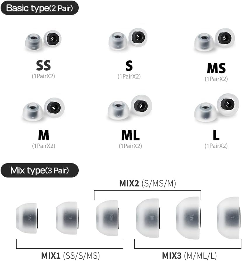 AZLA SednaEarfit MAX for Galaxy Buds 2 Pro Phantom Black (M/ML/L), Earbud Tips for Wireless Headphones, Noise Canceling Earbuds Replacement Tips, Samsung-Certified Eartips for Galaxy Buds 2 Pro