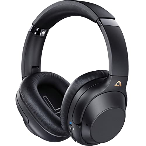 Ankbit Hybrid Active Noise Cancelling Headphones, 60H Playtime Over Ear Wireless Bluetooth Headphones with HD Mic, Deep Bass, HiFi Sound, Dual Connection, Soft-Earpads for Home/Office/Travel-E500Pro