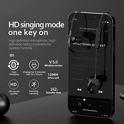 Bluetooth Headphones,V5.0 Wireless Magnetic Earbuds 16H Playtime,IPX7 Sweatproof Bluetooth Neckband Earphone with Built-in Microphone for Sports Phone Call Music(Black)