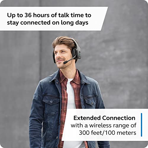 BlueParrott S650-XT Bluetooth – 2-in-1 Convertible Stereo to Mono Headset with Activated Noise Cancellation, Extended Wireless Range and IP54-Rated Protection, Black