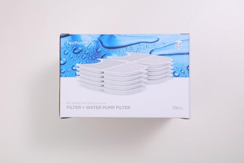 FEELNEEDY 10 Pack Pet Water Fountain Filter Replacement for 135 fl oz/4L Wilreless Cat Water Fountain (for YPD-C004S,YPD-C004P)
