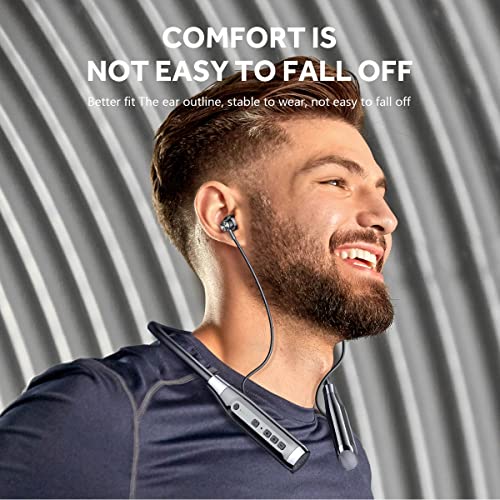 LHJRY 100 Hours Playtime Bluetooth Headphones with Mic, Magnetic, TF Card Slot, Light&Comfortable Wireless Neckband Headset, IPX5 Waterproof Sport Earbuds for Home Office Gym