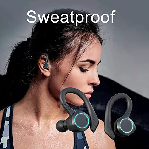 Lopnord Wireless Earbuds Bluetooth Headphones with Charging Case, IPX7 Waterproof Sports True Wireless Earbuds with Ear Hook, Earbuds Noise Cancelling with Microphone for Outdoor Running