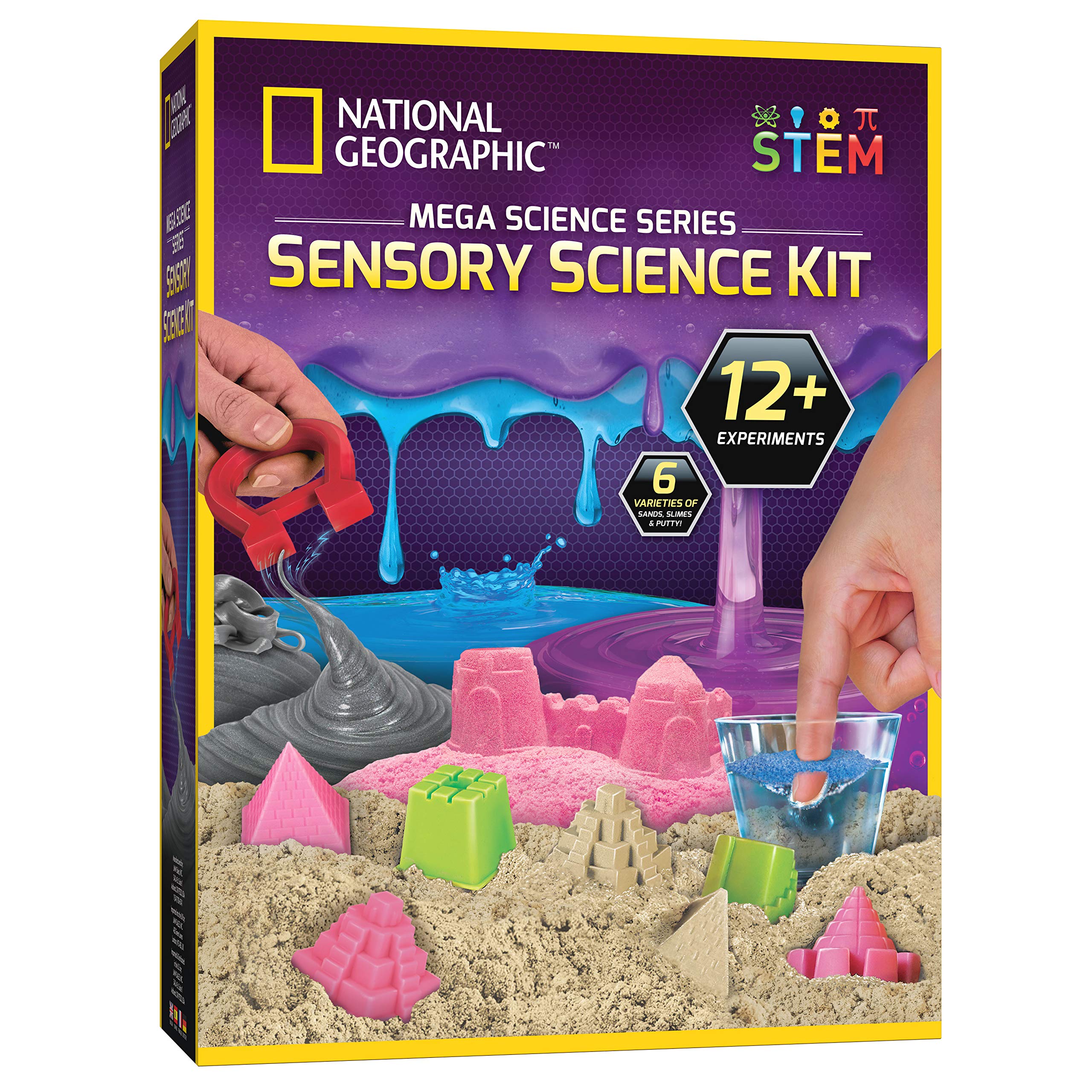 NATIONAL GEOGRAPHIC Sensory Science Kit - Mega Science Combo Kit for Kids, Includes Sensory Play Sand, Slime, Putty, and Other Sensory Experiments, Great Interactive Learning and Stress Relief Toy