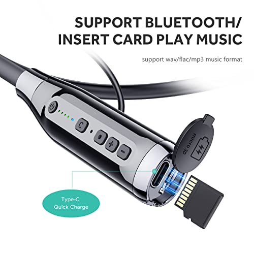 LHJRY 100 Hours Playtime Bluetooth Headphones with Mic, Magnetic, TF Card Slot, Light&Comfortable Wireless Neckband Headset, IPX5 Waterproof Sport Earbuds for Home Office Gym
