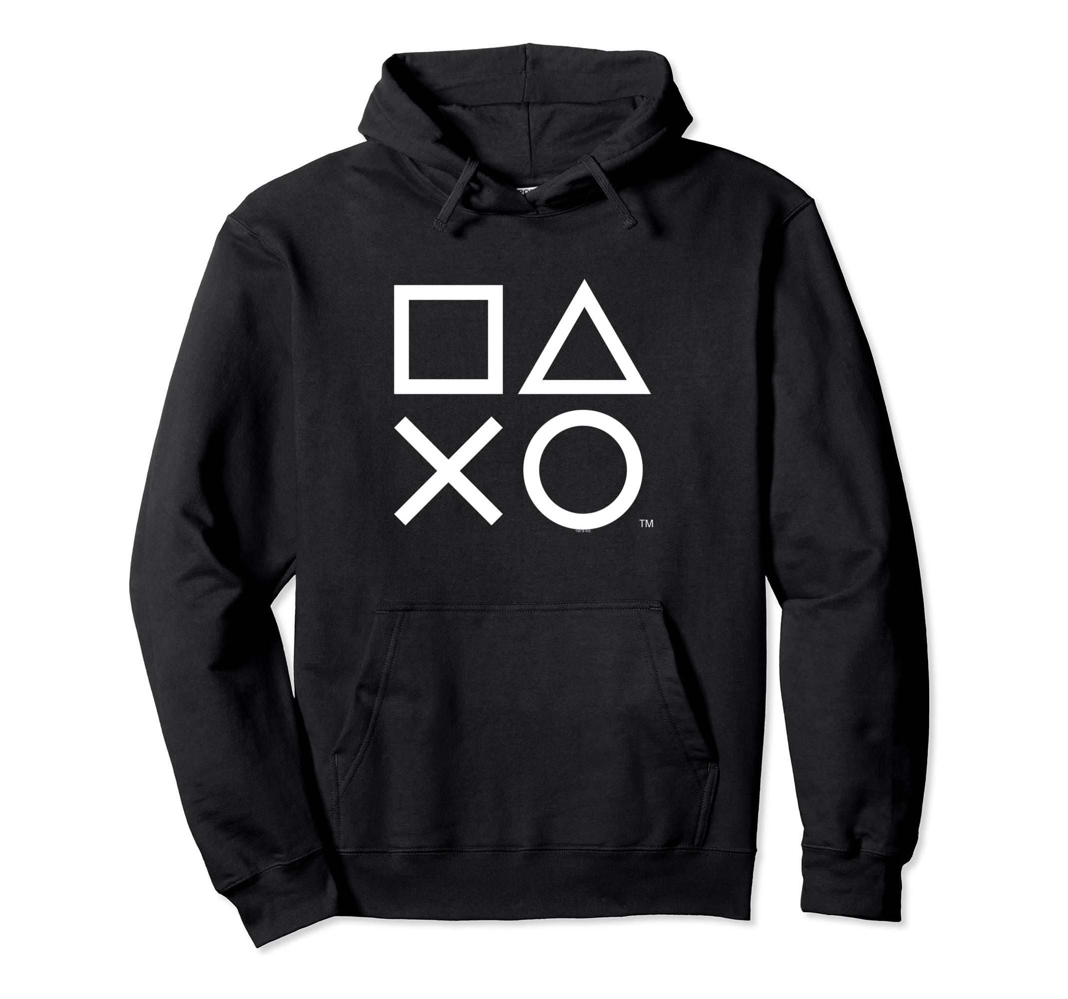 PlayStation PS5 Gamer Controller Icons in Classic White Pullover Hoodie