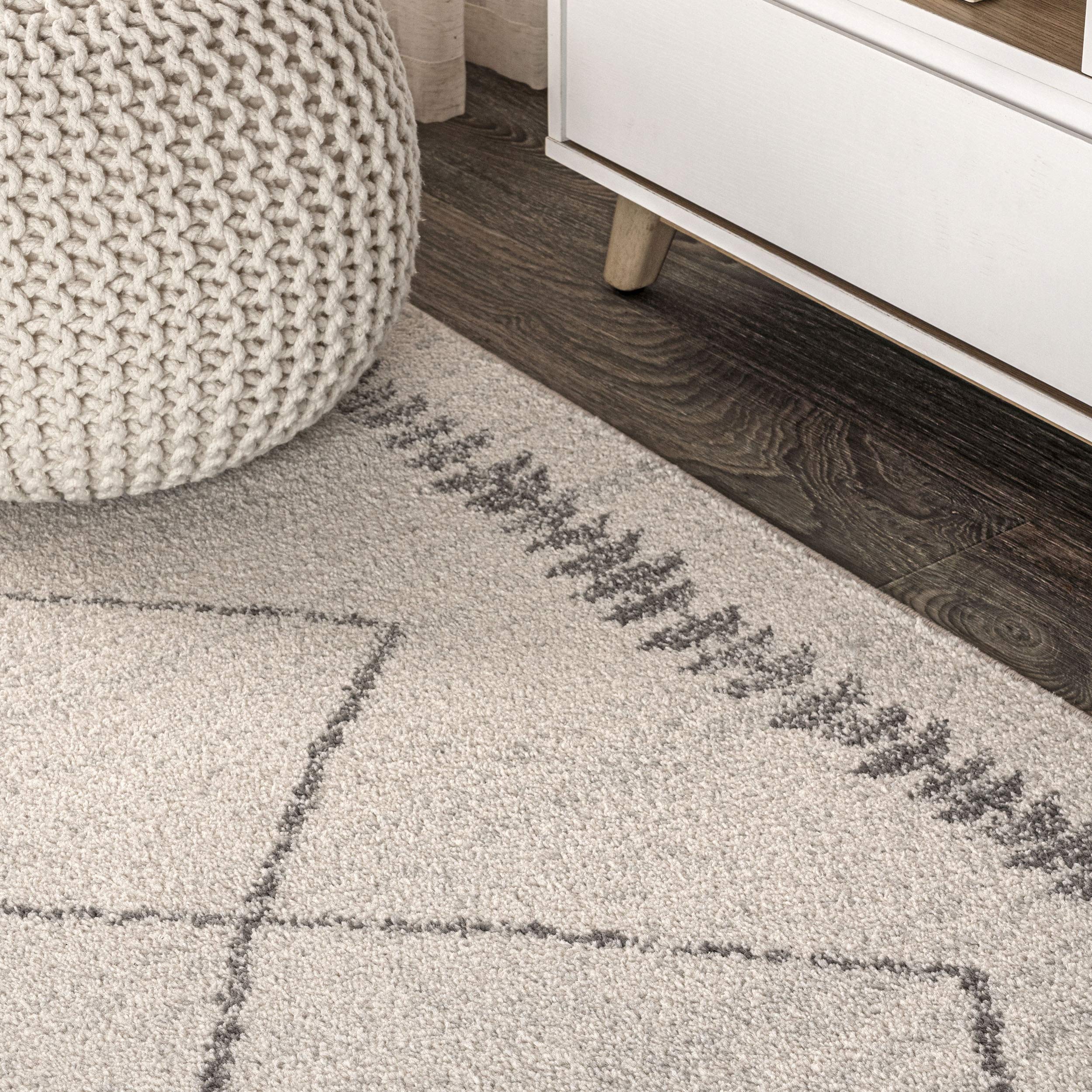 JONATHAN Y MOH203B-8 Zaina Moroccan Beni Souk Indoor Farmhouse Area-Rug Bohemian Minimalistic Geometric Easy-Cleaning Bedroom Kitchen Living Room Non Shedding, 8 X 10, Cream,Gray