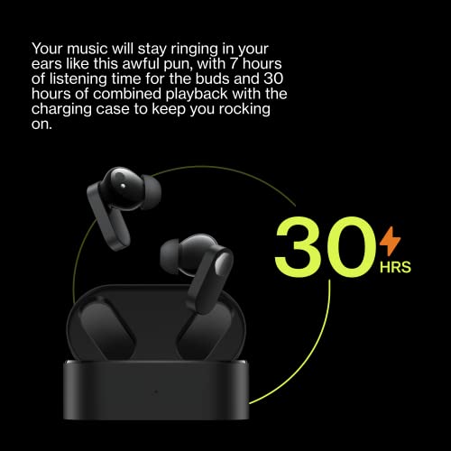 ONEPLUS Nord Buds True Wireless Earbuds, Deep Bass, IP55-rated Water & Dust Resistance, High Sound and Call Quality, 4 Mics, 30 Hrs Playtime, Fast Charge, Dolby Atmos, Black Slate
