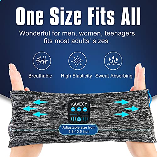 Soft Headband Wireless Headphones for Sleep, Wireless Sleep Earbuds, Comfortable Headphones for Sleeping with Thin HD Stereo Speakers, Sleeping Headsets for Workout, Insomnia, Travel, Yoga (Grey)