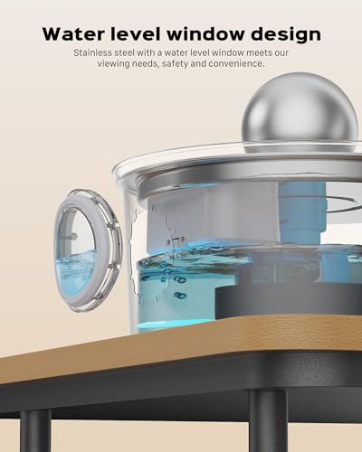 GOOSTOO Stainless Steel Cat Water Fountain - 108oz/3.2L Quiet Pet Fountain with Water Level Window - Attracts Cats to Drink