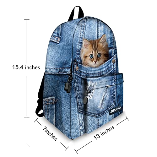 JBS-NO.1 Cute Cats Backpack for Teen Girls Boys,Canvas Dogs Animals BookBags for School (cat-5)
