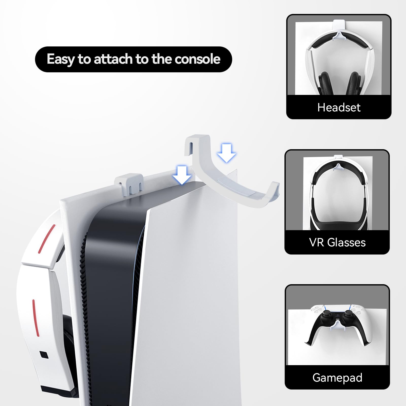 YUSPENYE 2pcs PS5 Headset Holder Accessories, 2packs PS5 Controller Stand, PS VR Holder, PS5 Headphone Holders