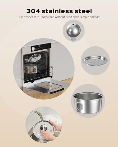 GOOSTOO Stainless Steel Cat Water Fountain - 108oz/3.2L Quiet Pet Fountain with Water Level Window - Attracts Cats to Drink