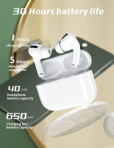 FASSME PRO Wireless EarbudsBluetooth V5.3Ear Buds 30H Playtime Stereo Sound in-Ear Bluetooth Headphones IPX7 Waterproof Touch Control Earphones with Charging Box for Sports Running,Home, Office