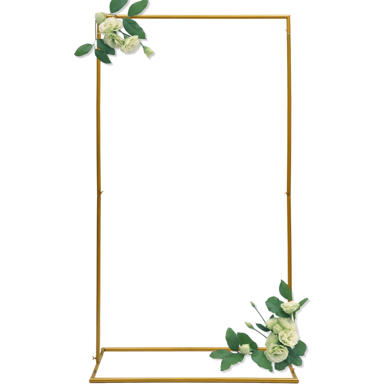 LyeXD 3.28 * 6.56FT Gold Rectangle Wedding Arch Backdrop Stand, Metal Arch Stand Wedding Arches Stand for Ceremony, Garden Floral Square Arch Frame Background for Wedding Party Decor