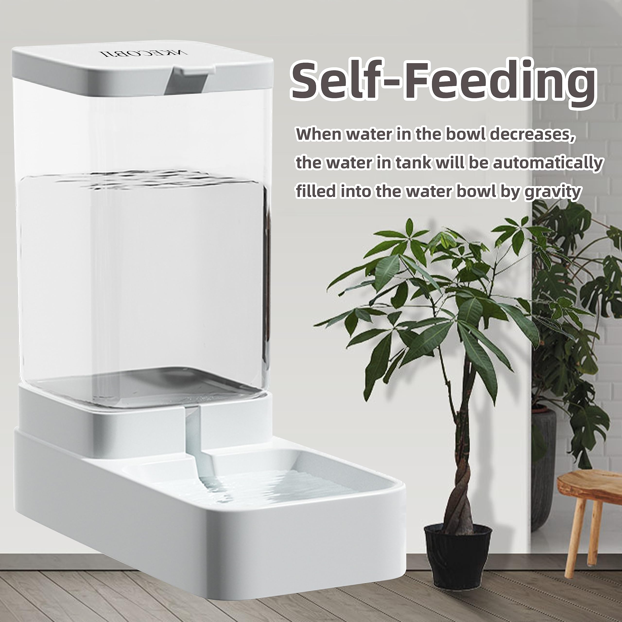 NKECOBJI Gravity Pet Feeder and Water Dispenser Set, Automatic Dog Feeder and Dog Water Dispenser for Dogs Cats Pets Animals Large Capacity(Water Feeder)