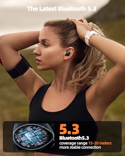 Skysay Wireless Earbuds ENC Noise Cancellation Bluetooth 5.3 Headphones Stereo Ear Buds with Digital Power Display, 100 Hrs Standby Time (Indigo)