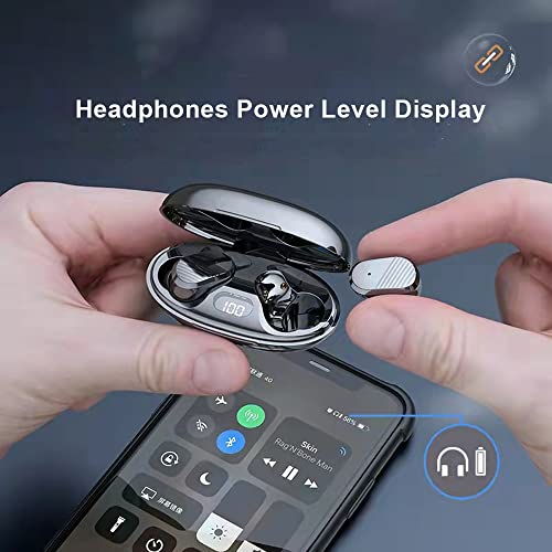 NVAHVA True Wireless Invisible Earbuds, Headphones with Microphone for iPhone Android, USB-C Charge, IPX5 Waterproof, Touch Control, Small Bluetooth Earbuds for Commute Sports Sleep (Black)