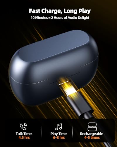 Skysay Wireless Earbuds ENC Noise Cancellation Bluetooth 5.3 Headphones Stereo Ear Buds with Digital Power Display, 100 Hrs Standby Time (Indigo)