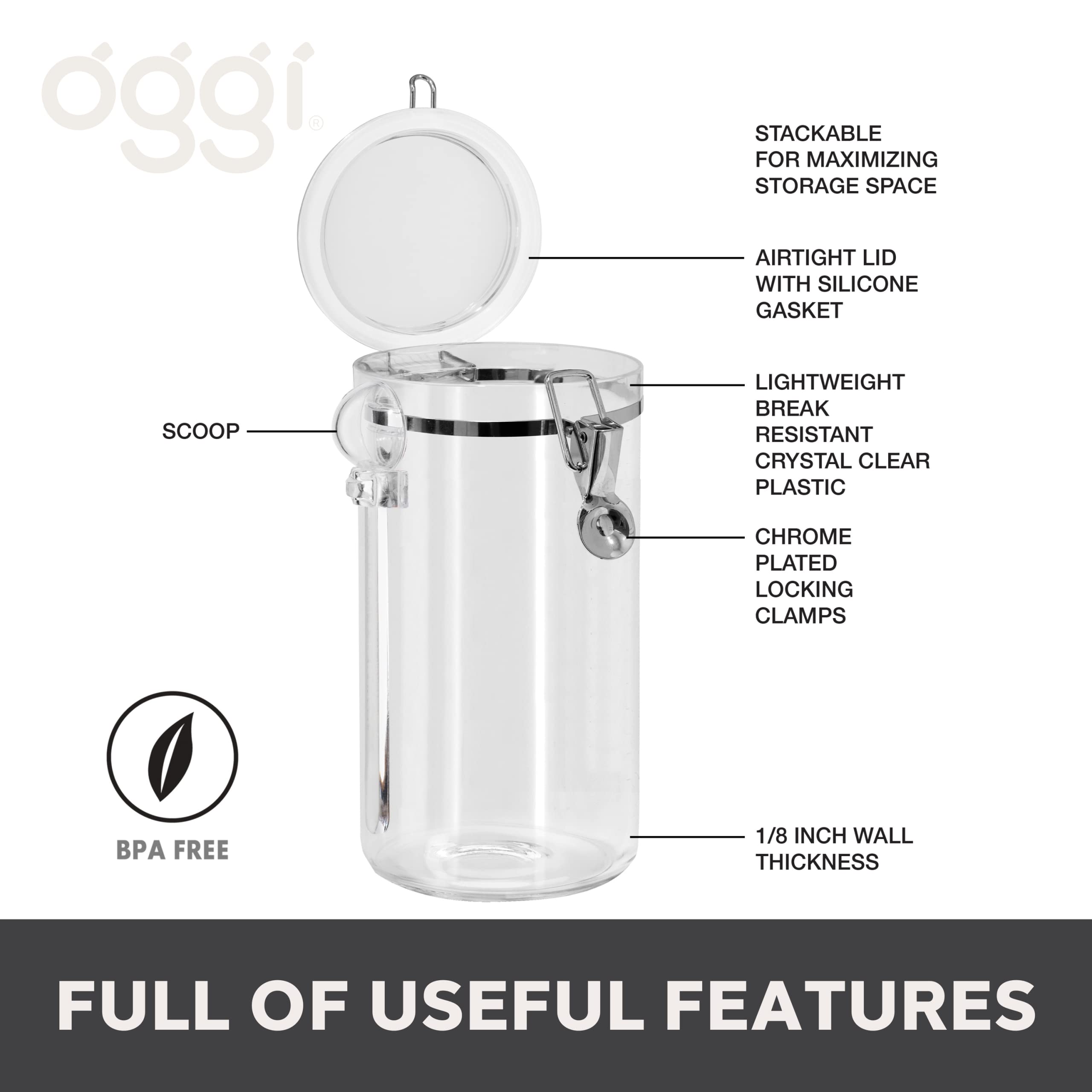OGGI Clear Canister Food Storage Container, 72 Ounce