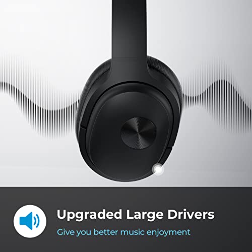 phonicgrid SE7 Hybrid Active Noise Cancelling Headphones, Bluetooth Wireless Headphones, Over Ear Bluetooth Headphones with ENC Clear Calls, Deep Bass, Bluetooth 5.1, 30Hrs for Talk/Music/Work, Black