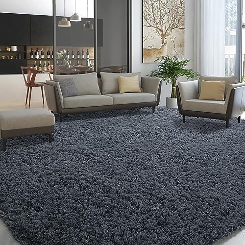 BALAPET Modern Plush Area Rug 8x10, Ultra Soft Large Faux Fur Area Rug for Bedroom Living Room, Non-Skid Indoor Carpet for Kids Playroom Home Decor, Solid Grey