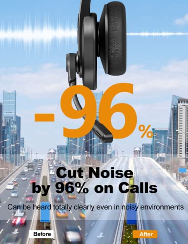 Bluetooth Headset, Sarevile Bluetooth Trucker Headset with Upgraded Microphone Noise Canceling for Trucker, Hand Free Wireless Headset with Adapter for Office Meeting. Widely Compatible for Computer …