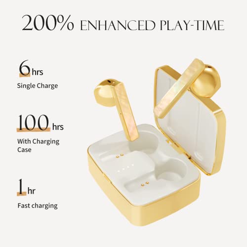 ELLA'S EARS Jewelry Style Wireless Earbuds Bluetooth Noise Canceling Headphones Effortless Setup Bluetooth Earphones with Mic 100 Hrs Play Time Headset for Christmas