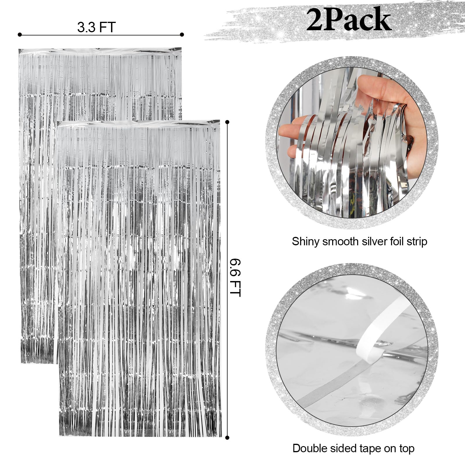 Vurxanqo Disco Party Decor,Disco Ball Balloons,70s 80s 90s Theme Party Decor,Silver Backdrop Curtain,Silver Fringe Sequin Backdrops,Bachelorette B'day Iridescent Streamers Party Decor,Silver,Gold