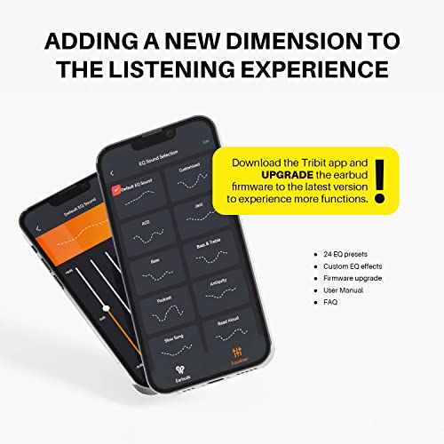 Tribit Wireless Earbuds, Bluetooth 5.2 Earbuds Qualcomm QCC3040, 4Mics CVC 8.0 Call Noise Canceling Crystal-Clear Calls Comfortable Earbuds 32H Playtime Wireless Bluetooth Headphones, FlyBuds C2