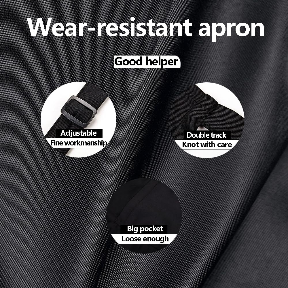 URED 2pcs Black Apron For Women,Bib Kitchen Apron Set,Extra Long Protection From Knee To Chest,Nail Tech Apron With Pockets,Artist Apron With Pockets,Chef Apron Elegant life RPET fabric