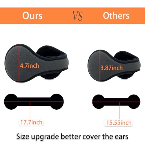 Winter Men Earmuffs, Big Size Foldable Polar Fleece Ear Warmers Women Adjustable Ear Muffs for Outdoor Activities (Brown)