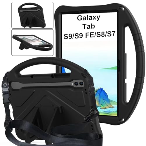 ESSTORE Kids Case Compatible with Samsung Galaxy Tab S9 11"/Tab S9 FE 10.9"/Tab S8 11"/Tab S7 11" Shockproof Children Friendly EVA Foam Protective Stand Handle Cover with Shoulder