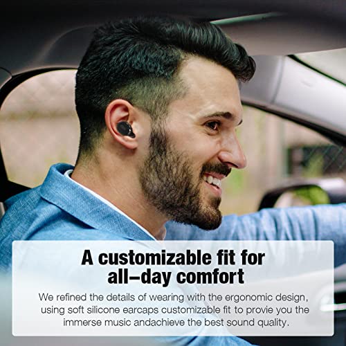 Wireless Earbuds Boean Mini Bluetooth Headphones with Charging Case 46H Playtime IPX8 Waterproof Earbuds Button Control Deep Bass Earphones Built in Mic Light-Weight HD Stereo Headset for Sports Black
