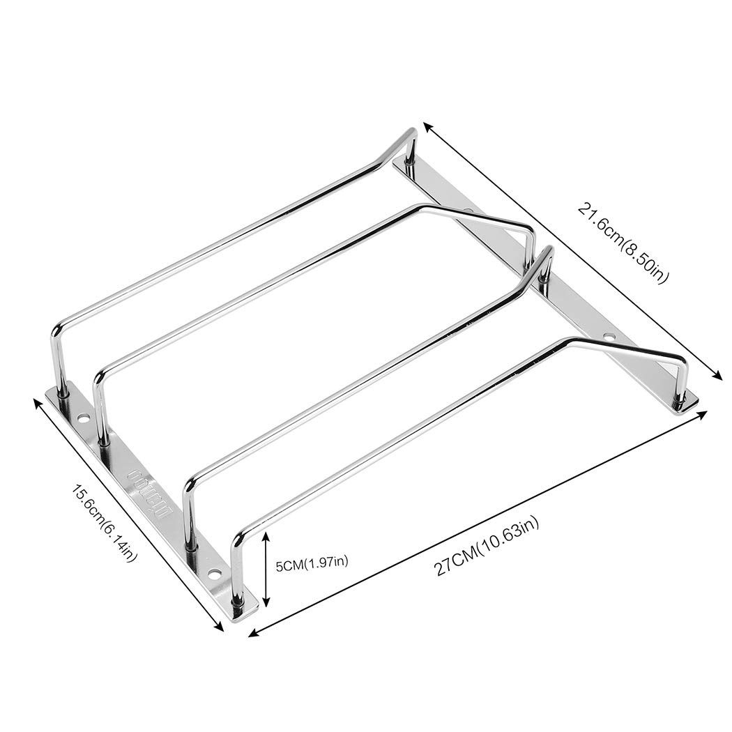 Dianoo Wine Glass Rack Under Cabinet Hanging Wire Stemware Rack Holder With Screws Chrome Finish 27cm 2 Rows