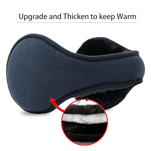Winter Men Earmuffs, Big Size Foldable Polar Fleece Ear Warmers Women Adjustable Ear Muffs for Outdoor Activities (Brown)
