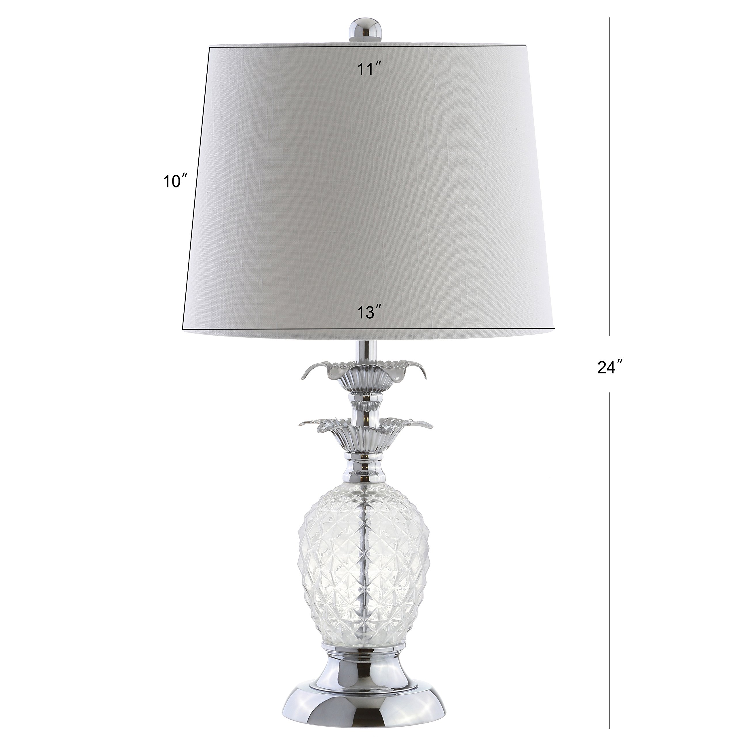 JONATHAN Y JYL1078A Jane 24" Glass LED Table Lamp Traditional Transitional Bedside Desk Nightstand Lamp for Bedroom Living Room Office College Bookcase LED Bulb Included, Clear/Chrome