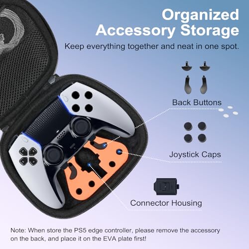 TiMOVO Controller Keyboard Carrying Case for PS5/PS5 Edge/Xbox Controller, PS5 Travel Case with Accessory Storage Holder, Hard Shell Protective Bag Fits PS5/Edge/Xbox Series X/S/One Controller, Black